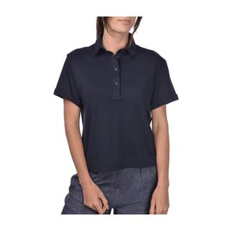 Gran Sasso Polo mit drei Kn&ouml;pfen und umgeschlagenem Kragen - - Tops - Damen - Blau - S