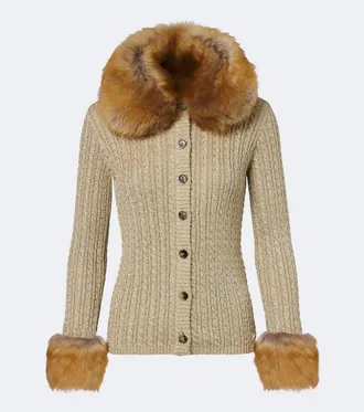 Saint Laurent Cardigan &agrave; finitions en shearling