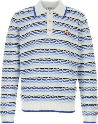 Casablanca Homme, Pulls, Multicolore, Taille: XL Polo &agrave; Manches Longues en Maille Point de Tissage