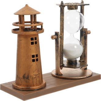 Pretyzoom OSALADI Vintage Sanduhr Leuchtturm Dekoration Dekorative Retro Tischdeko aus Messing mit Faszinierendem Sandfluss Multifunktionale Schreibtischdeko f&uuml;