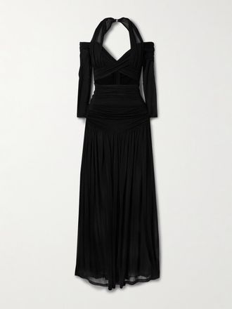 Zimmermann Robe Longue Dos Nu En Mousseline &Agrave; Fronces Et &Agrave; D&eacute;coupes Illuminate - Noir