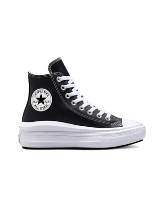 Converse Damen Chuck Taylor All Star Move Platform FOUNDATIONAL Leather Sneaker, Schwarz Weiß Weiß, 35 EU