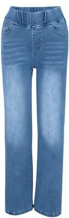 Generic Jean baggy pour femme - Jambes droites - Taille haute - Stretch - Jean Boyfriend Y2K - &Eacute;l&eacute;gant et vintage - Couleur unie - Streetwear - Long - Confort