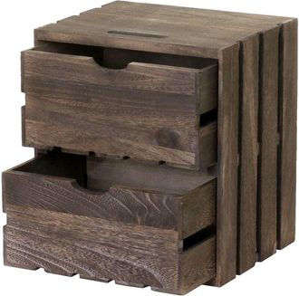 Hhg [JAMAIS UTILIS&Eacute;] Commode HHG-515, 2 tiroirs, 36x32x26cm, brun shabby