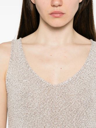 PANICALE Womens Ribbed-Trim V-Neck Top Ss26 W
