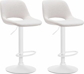Clp 2er Set Barhocker Camden I Stoff-Bezug, Farbe:Creme, Material Gestell:Metall matt Weiss