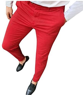 Generic Pantalon de costume pour homme stretch - Pantalon de loisirs pour homme - Couleur unie - Pantalon chino serr&eacute; - Confortable - Pantalon de jogging tend