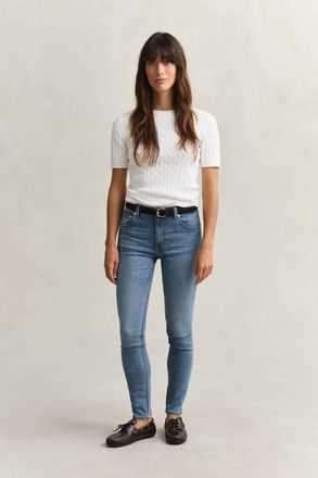 GANT Damen Skinny Stretch Jeans (32) SEMI LIGHT Blau WORN IN
