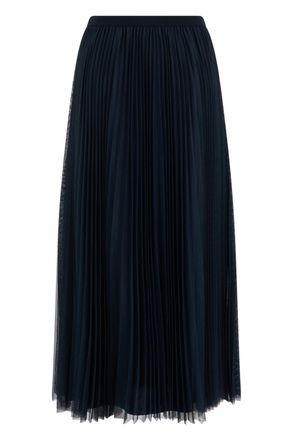 Fabiana Filippi Womens Long Pleated Skirt Midnight Blue Polyester