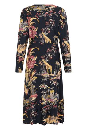 Etro Womens Long Printed Dress Black Viscose
