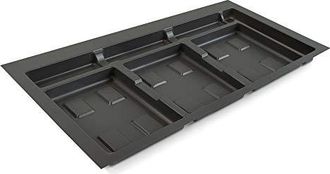Emuca Base Recycle pour poubelles pour tiroir de cuisine, 3 cavit&egrave;s, Plastique gris anthracite, Plastique, 1 ut