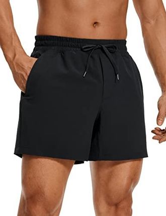 CRZ YOGA Short de Sport Athlétique à Séchage Rapide pour Hommes avec Poches - 13 cm Noir L