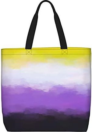Generic Sac Fourre-Tout Drapeau De La Fiert&eacute; Asexuelle Mois De La Fiert&eacute; Lgbtq+ Sac &Agrave; Bandouli&egrave;re En Toile Pliable Avec Poign&eacute;es Sacs En Toile, Pour Tous Les 