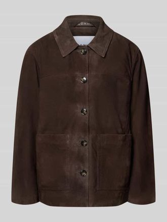 Comma Lederjacke mit aufgesetzten Taschen