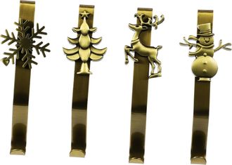 SOLUSTRE 4 Stück Weihnachtsstrumpfhaken Stabile Kaminhaken aus Goldbeschichtet für Weihnachtsdekoration Installieren Tragfähig zum Aufhängen von Strümpfen und 