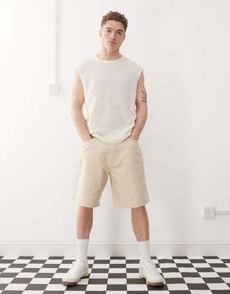 Obey Bigwig - Short baggy en jean - Pélican délavé-Neutre