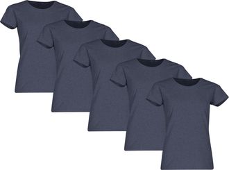 Fruit Of The Loom 5er Pack Ladies&acute; Valueweight T Damen T-Shirt, Vintage Heather Navy, XXL