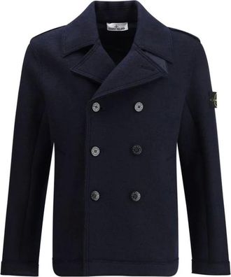 Stone Island Homme, Manteaux, Bleu, Taille: L Manteau classique en feutre de laine pour hommes
