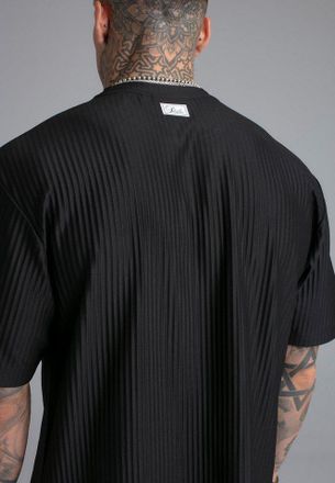 Siksilk T-Shirt SikSilk Herren Schwarz Plisse T-Shirt