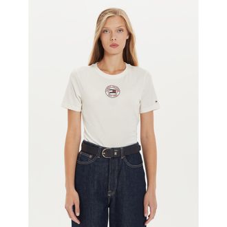 Tommy Hilfiger T-Shirt Nautical Graphic WW0WW43652 Wei&szlig; Slim Fit