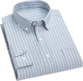 Generic Chemise en coton &agrave; manches longues pour homme - Motif &eacute;cossais Oxford - Style d&eacute;contract&eacute; - Solide - Imprim&eacute; r&eacute;gulier, Cx13, XXL