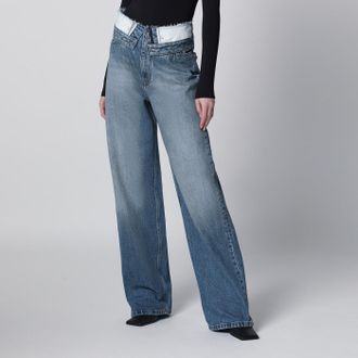 Maison Margiela Hellblau gewaschene Jeans mit Lagenbund