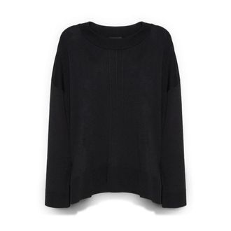 Elena Miro Viskosemischung Rundhals-Pullover - - Knitwear - Damen - Schwarzk - L/XL