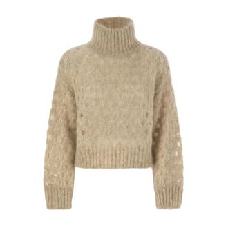 Brunello Cucinelli Femme, Pulls, Beige, Taille: 40 FR Pull Beige &agrave; Paillettes