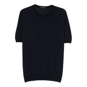 Tagliatore Josh T-Shirt mit Rundhalsausschnitt - - Tops - Herren - Blau - 2XL