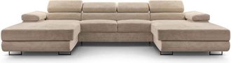 Furnix Ecksofa nillona u Mini U-Form Schlaffunktion Bettkasten PSO02 Helbraun - Furnix