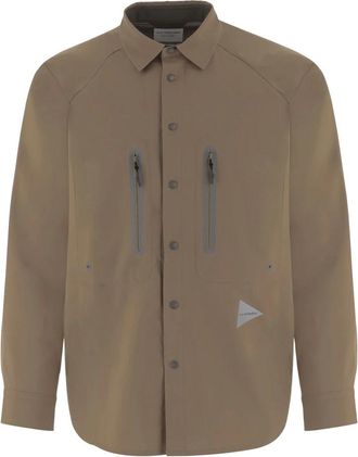 And Wander Homme, Vestes, Brun, Taille: XL Chemise En Nylon Avec Panneau Arri&egrave;re Contrast&eacute;