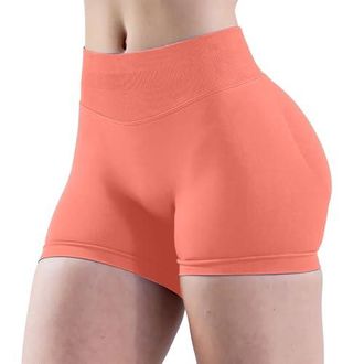 Generic Short de motard taille haute pour femme, sans couture avant, short doux dissimul&eacute; pour yoga, entra&icirc;nement, gym, short extensible pour femme, D, XL