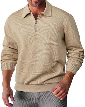 Generic Sweatshirts pour hommes, polo pour homme, chandail à fermeture éclair quart de long, sweatshirts à manches longues à revers pour le golf, le sport, le