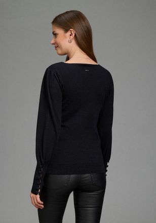 Laura Scott V-Ausschnitt-Pullover mit s&uuml;&szlig;er Knopfleiste am &Auml;rmel