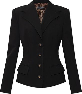 Dolce & Gabbana Femme, Vestes, Noir, Taille: 38 FR Blazer en laine &agrave; revers ouverts