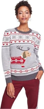 Urban Classics Pull Moche De Noël Teckel Femme Pull de Noël Vert/Blanc/Rouge M