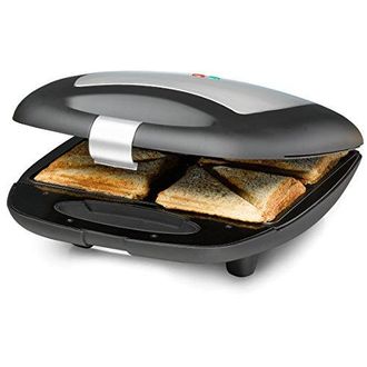 Rommelsbacher Sandwich Maker ST 1410 - für 4 Sandwiches, 2-Lagen Antihaftbeschichtung, schnelles Aufheizen, wärmeisolierter Handgriff, platzsparende Aufbewahrung, s