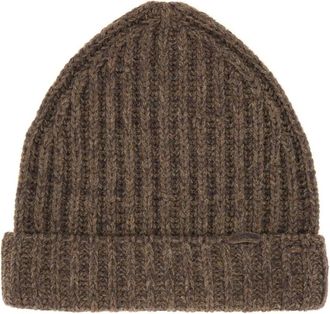 Maison Margiela Bonnet en laine vierge m&eacute;lang&eacute;e effet us&eacute; - Homme - Accessoires - Brun - Taille: ONE Size