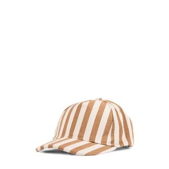 Au Printemps Paris Casquette ray&eacute;e en lin et coton m&eacute;lang&eacute;s