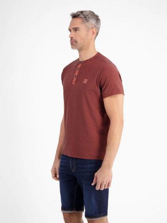 Lerros T-Shirt Basic (1-tlg) Knopfleiste in dezentem Farb- und Materialkontrast