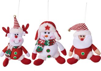 Generic Weihnachtsbaumschmuck - 145 g Weihnachtsmann-Elch-H&auml;ngeset, Festliche Feiertagscharakter-Anh&auml;nger, Klassische rot-wei&szlig;e dekorative - Bezaubernde saiso