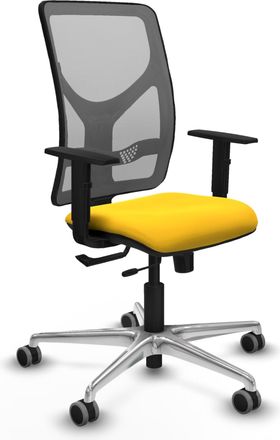 Piqueras y Crespo B&uuml;rostuhl, ideal f&uuml;r Arbeiten mit 1D-Armen, h&ouml;henverstellbare Lendenwirbelst&uuml;tze, ausgestattet mit Syncro/Traslack und Schneideschaum, Grau/Gelb