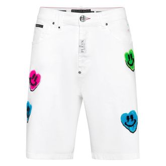 Philipp Plein Homme, Shorts, Blanc, Taille: W32 Denim Shorts Smile