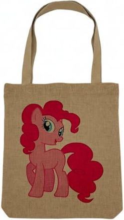Fabulous Sac Shopping Tote Bag Aspect Lin - Poney Rose Enfant Fille Dessin Mignon - Sac de Courses Toile Epaisse 360g Beige Naturel Cabas Port&eacute; Epaule Solide I
