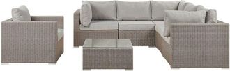 Beliani Lounge Set mit Tisch 6-Sitzer CONTARE linksseitig modular Polyrattan Taupe