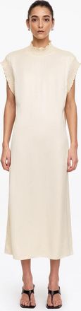 Arket Midikleid Mit Smokdetails -Wei&szlig;