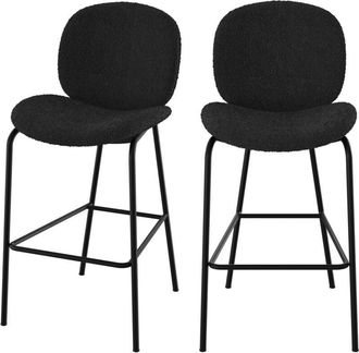 Rendez-Vous Déco Lot de 2 chaises pour îlot central en tissu bouclé noir 63,5 cm - IRIS