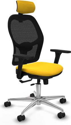 Piqueras y Crespo Ergonomischer Stuhl f&uuml;r die Arbeit zu Hause mit 3D-Armen, h&ouml;henverstellbarer Lendenwirbelst&uuml;tze und h&ouml;henverstellbarem Kopfteil, Schwarz / Gelb