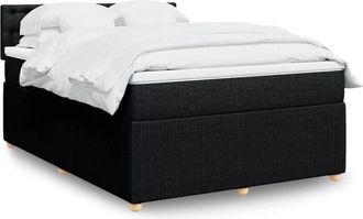 vidaXL Vidaxl - Sommier &agrave; lattes de lit avec matelas Noir 160x200 cm Tissu