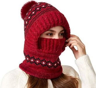 Generic Bonnet dhiver | Bonnet dhiver en tricot doux r&eacute;glable avec &eacute;charpe et couvre-visage, chapeau thermique avec couvre-visage, chapeaux tricot&eacute;s pour femm